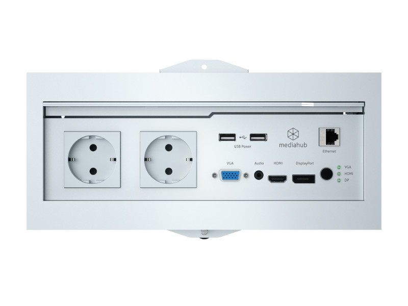 PureLink mediahub On-table Tischanschlussfeld zentral Alu-silber