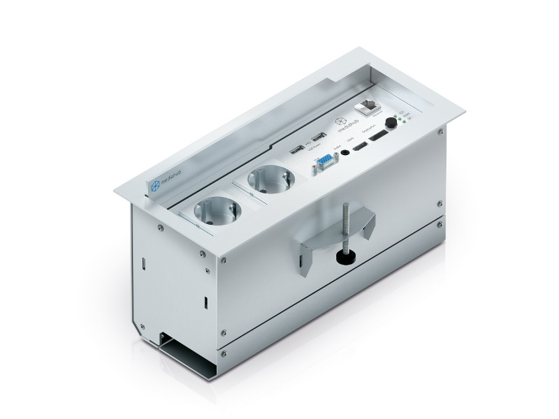 PureLink mediahub On-table Tischanschlussfeld zentral Alu-silber